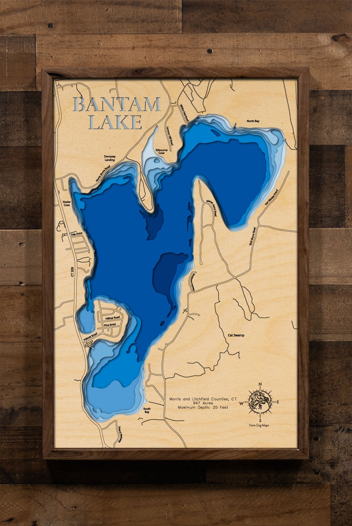 Bantam Lake in Litchfield County, CT – Horn Dog Maps