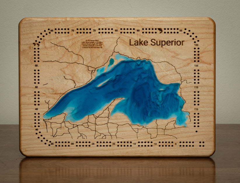 3d Carved Lake Cribbage Board – Horn Dog Maps