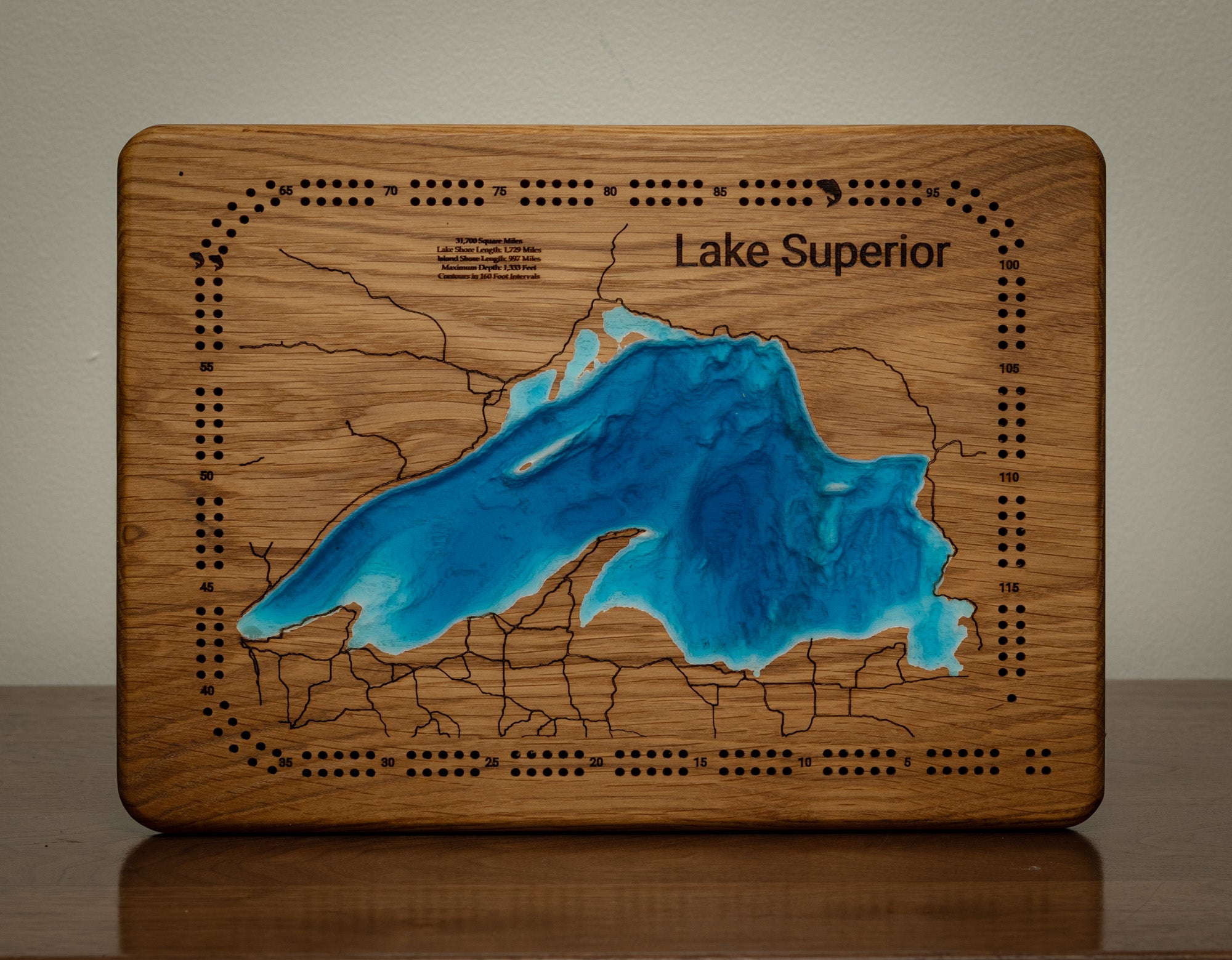 3d Carved Lake Cribbage Board – Horn Dog Maps