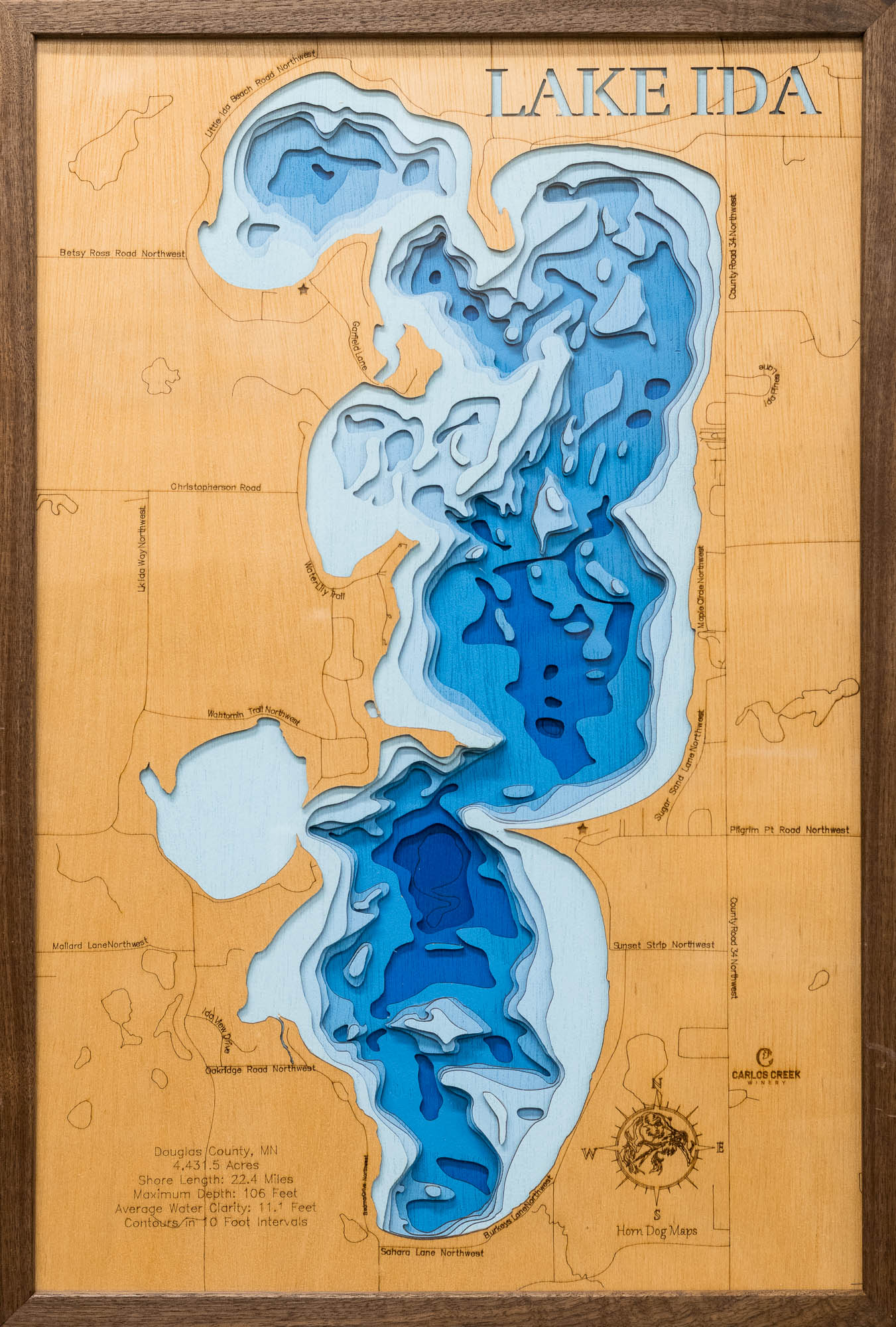 3d Depth map of Lake Ida in Douglas County, Minnesota