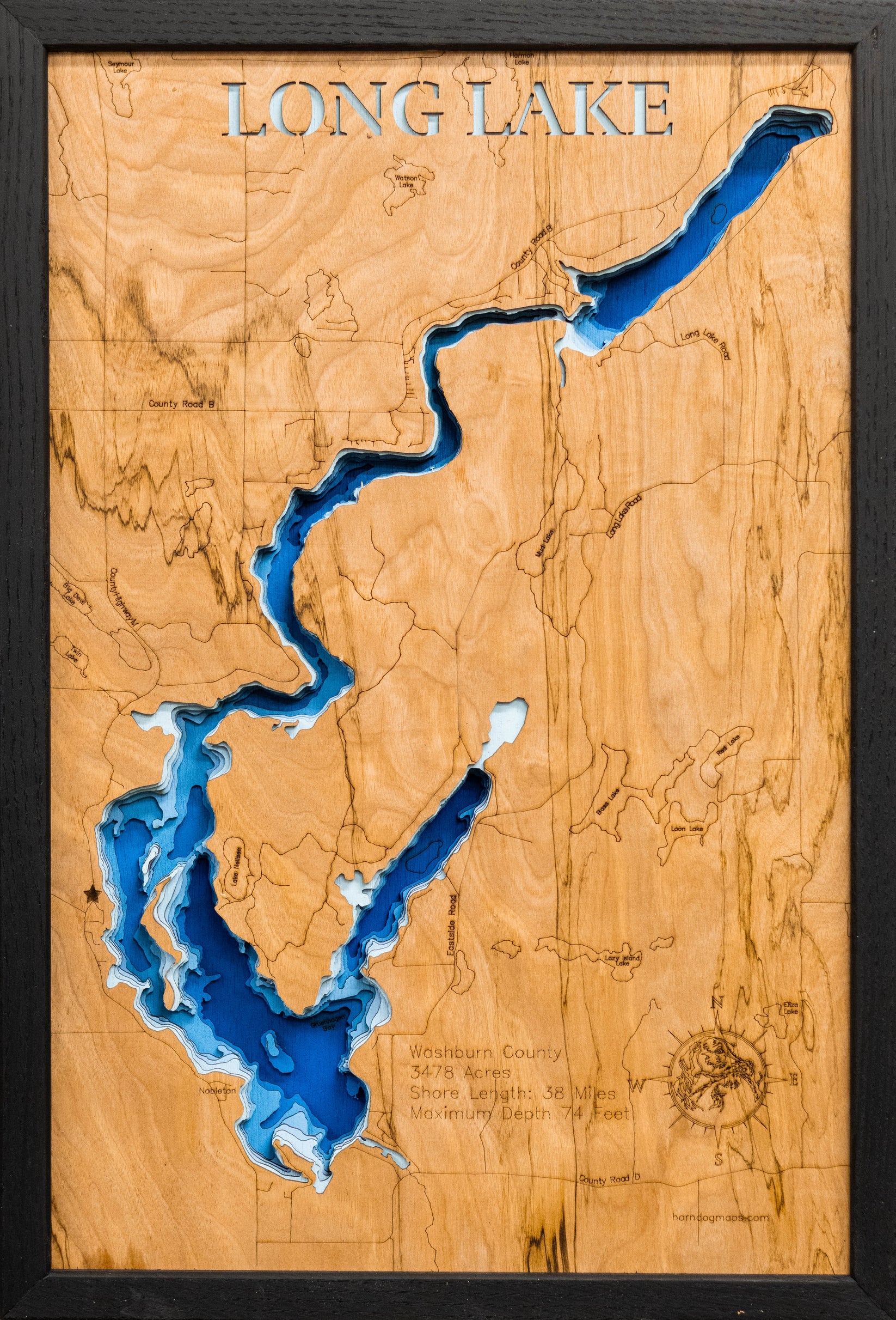 3d Depth Map of Long Lake in Washburn County, WI