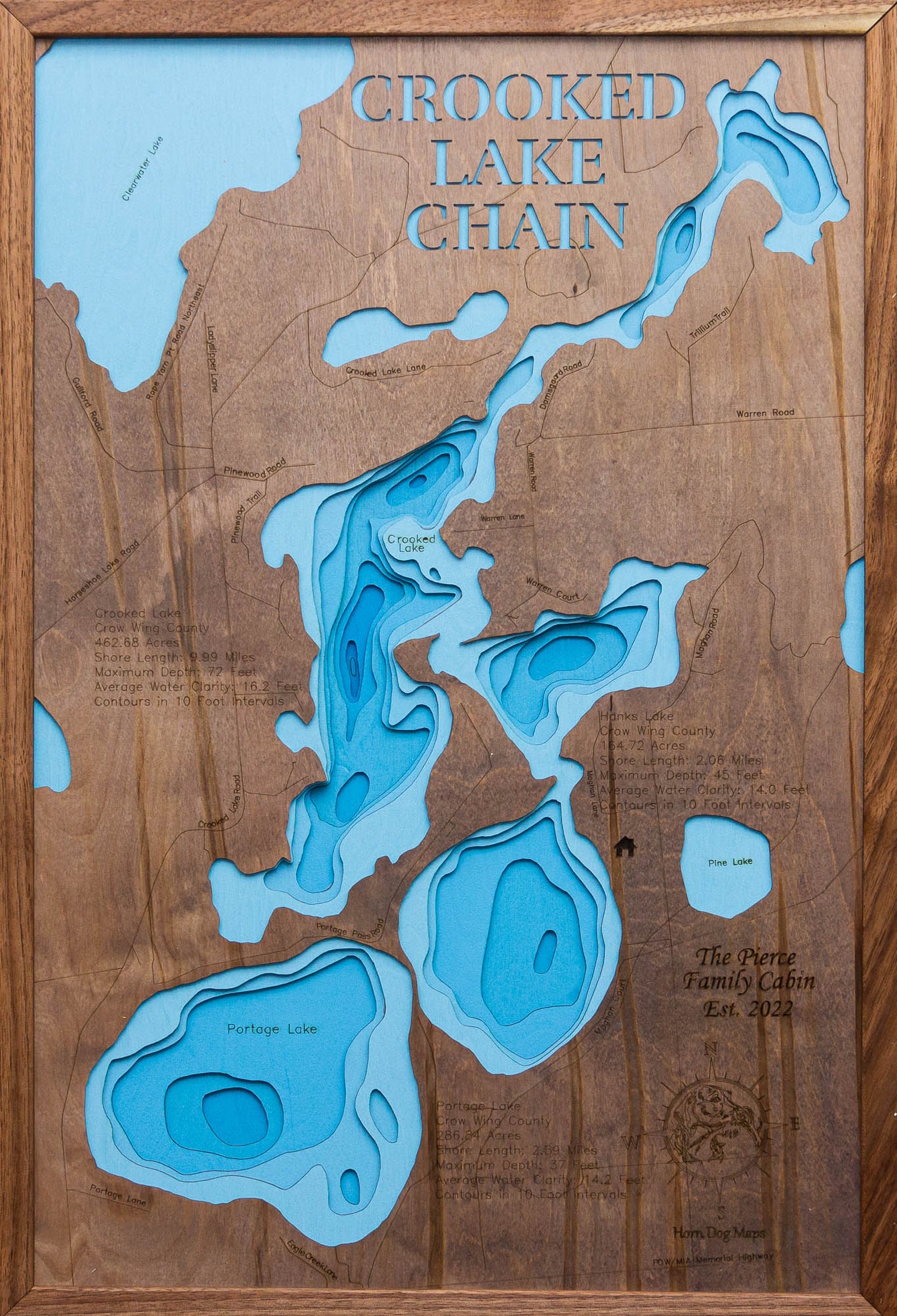 3d Depth Map of Crooked Lake Chain in Crow Wing County County, MN
