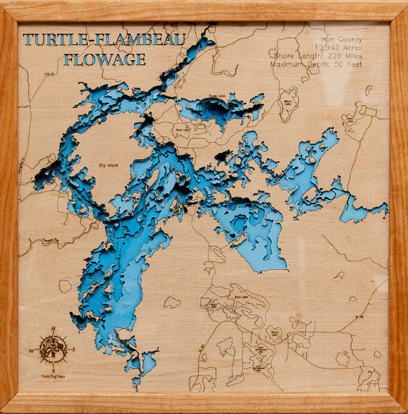 Turtle Flambeau Flowage in Iron County, WI – Horn Dog Maps